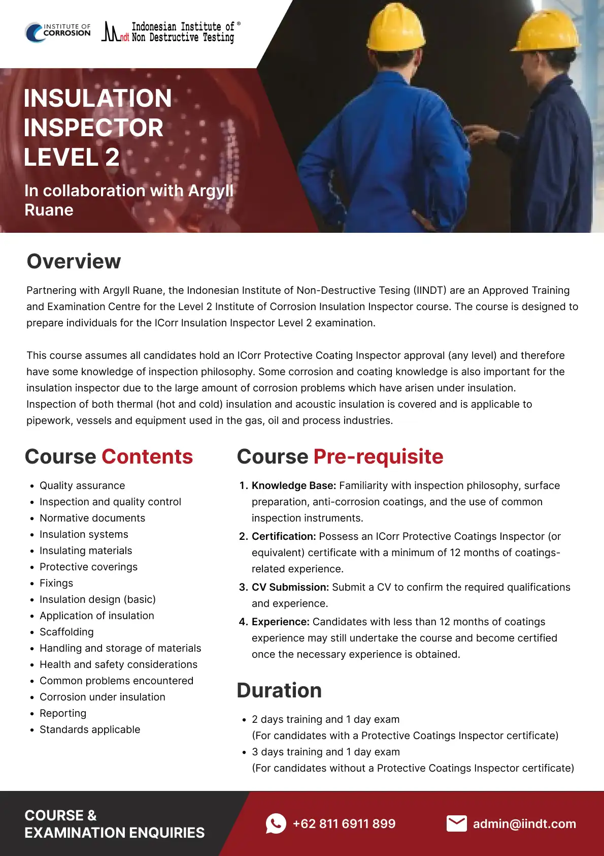 Insulation Inspector Level 2 - IINDT Batam - Indonesian Institute of NDT